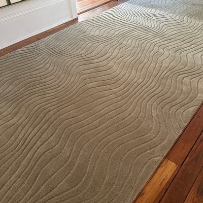 100% New Zealand Wool Art Deco Rug, Solid Blue Mid Century Rug Modern ...