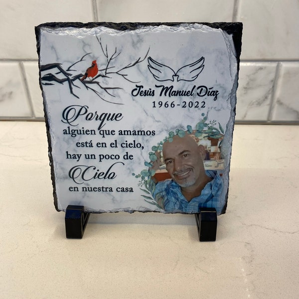 Memorial Gift in Spanish Slate Plaque, Sympathy Gifts in Spanish, Loss ...