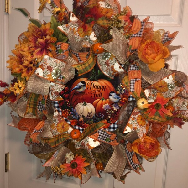 11.75" Round Fall Wreath Sign, Happy Fall Wreath Sign, Personalize It ...