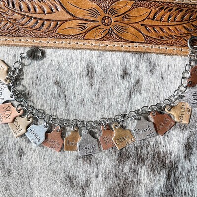 Farm Charm Ear Tag Bracelet, Cattle Tag Bracelet, Cow Pig Sheep ...