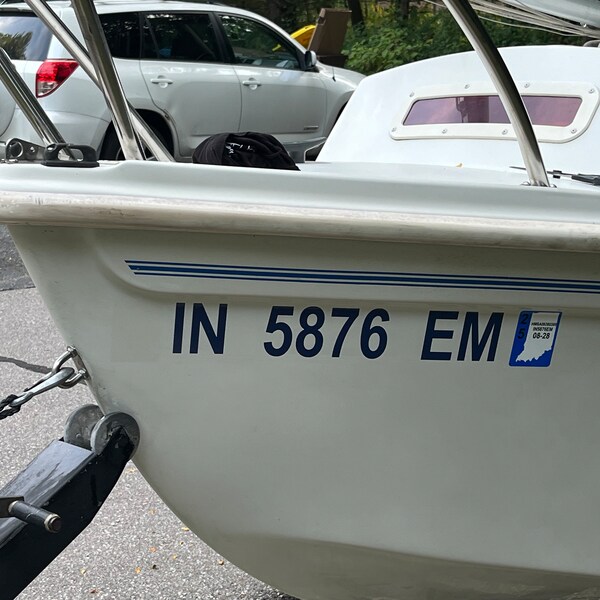 Set of 2 Watercraft Registration Numbers 3 INCH Lettering Vinyl Boat ...