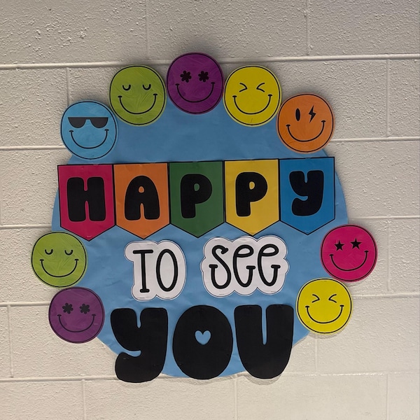 Smiley Face Bulletin Board or Door Kit With Y2K Retro Groovy Letters ...