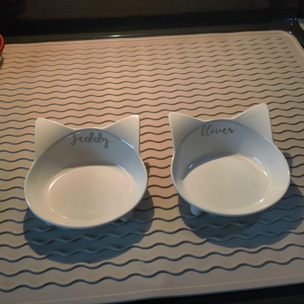 Personalised Cat Bowl Cat Bowl Non Skid Cat Bowl Cat Shape Bowl Cat ...