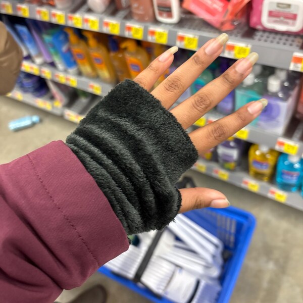 Womens Mermaid Costume Black Ruffle Arm Warmers Sheer Gloves Fish Scale ...