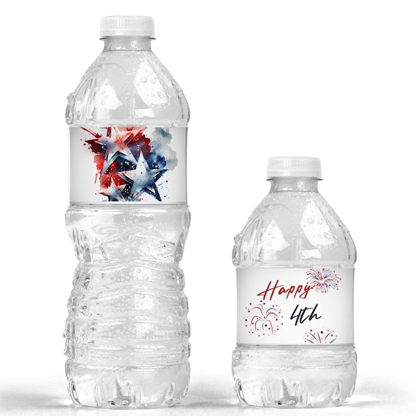 Party Favor Water Bottle Labels Large and Small Mockup | Add Your Own ...