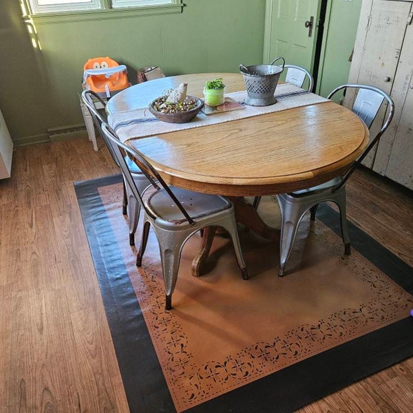 Early American Floorcloth Area Rug. Primitive Floor Cloth. May House ...