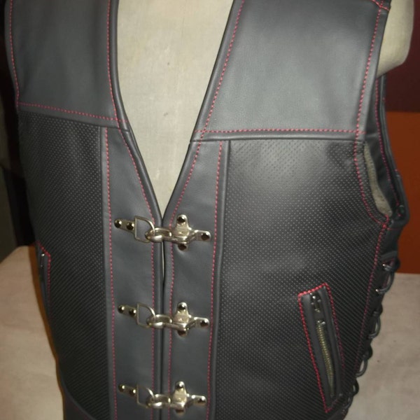 Biker Vest.patches Vest.genuine Leather:1,7-1,8mm-black.handmade.club ...