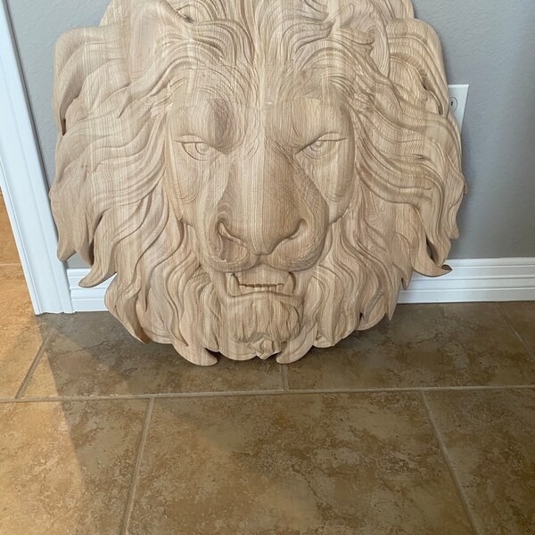 Beautiful Lion Head, Carved Lion Head, Unpainted, 1pc, Applique ...