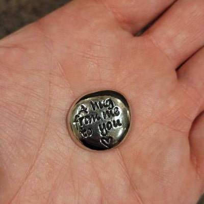 Pewter Pocket Pebble With Personalised Message, Send a Hug Token ...