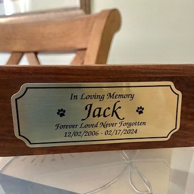 Pet Memorial Imprinted Brushed Gold Aluminum 1.5 X 4 Urn Marker Memory ...
