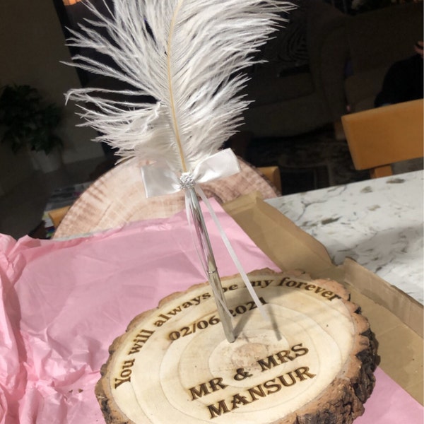 Wedding Pen & Stand, Signing Register, Personalised Guest Signing Book ...
