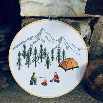 Camping Hand Embroidery Pattern Camping Trip PDF Instant Download - Etsy