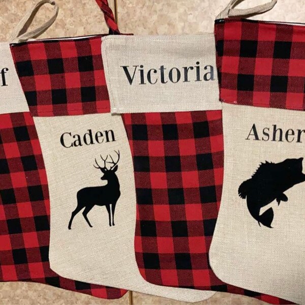 Buffalo Check Christmas Stocking - Personalized Plaid Stocking - Etsy