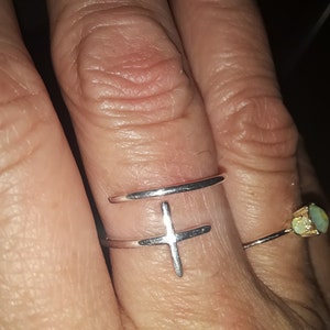 Sideways Cross Open Flexible Adjustable Midi Wraparound Ring 925 ...