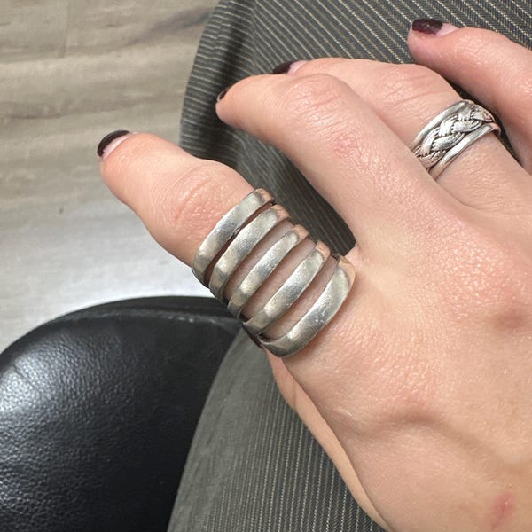 Boho Hippie Adjustable Rings. Gothic Unisex Rings. Silver Chunky Ring ...