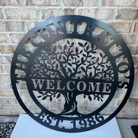 Custom Welcome Family Tree of Life Name Sign - Personalized Metal Wall ...