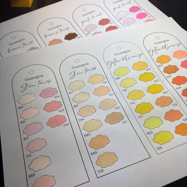 Guangna 288 Marker Color Chart – Printable Swatch Cards for Acrylic ...