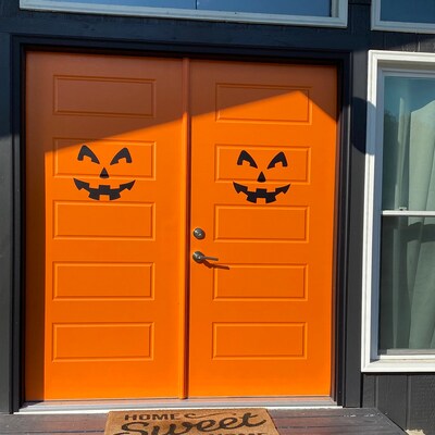 Jack-o-lantern Door Decal Scary Face Halloween Wall Sticker - Etsy