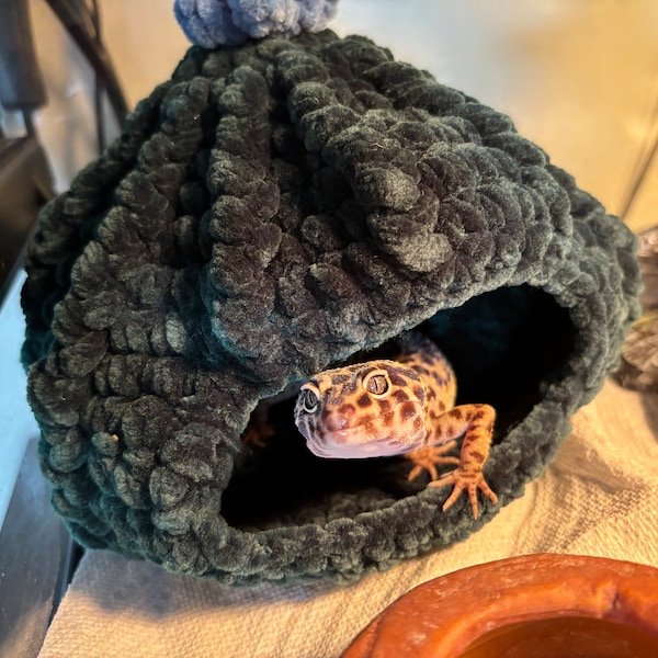 Leopard Gecko Hide, Cactus Crochet Pet Cave Reptile, Soft House for ...