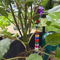 14 Inch Jeweled Garden Stake, Planter Stake, Round Prism Garden Stick ...