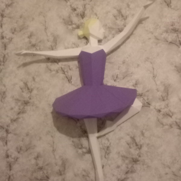 Ballerina Papercraft 3D Wall Decor Sculpture, Low Poly Ballerina Wall ...