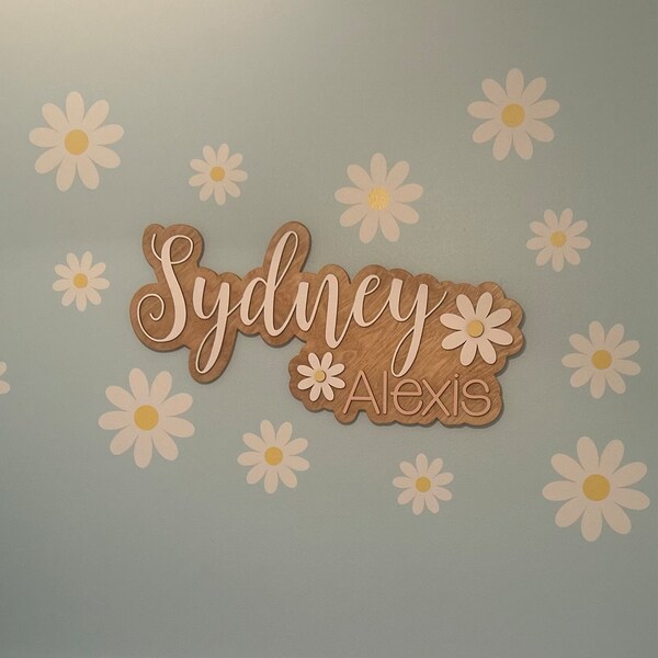 Daisy Name Sign, Nursery Name Sign, Daisy Nursery Decor, Name Sign for ...