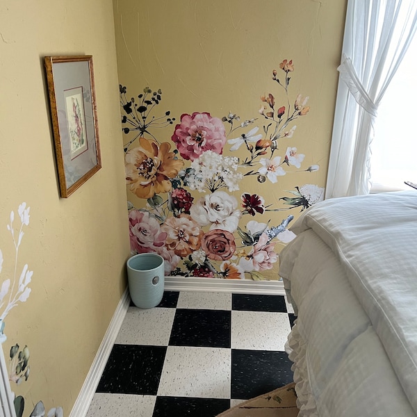 Floral Corner Wall Decals: Wild Garden Nursery Decor - Etsy
