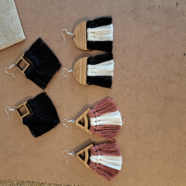 Macrame Blank Earring Oak Wood Blanks, 17 Options, Fully Customisable ...