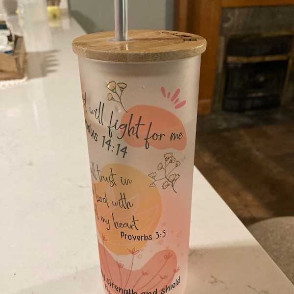 Christian Affirmation Iced Coffee Cup, Bible Verse Glass Tumbler, Beer ...