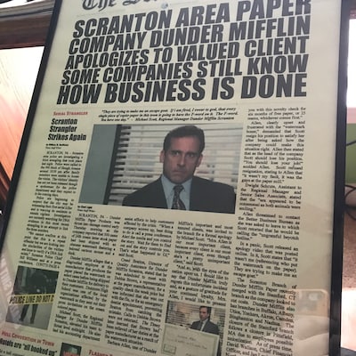 The Office Scranton Times Newspaper Headline Poster Dunder Mifflin - Etsy