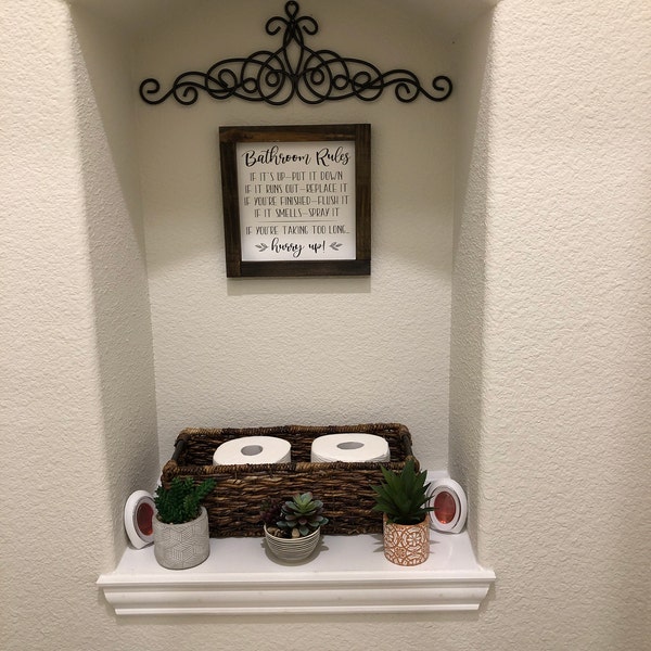 Bathroom Rules Rustic Farmhouse Wood Sign, Funny Humor Frame - Etsy