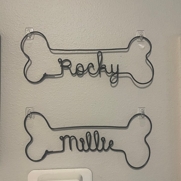 Personalized Dog Bone Name Sign | Custom Dog Name Sign | Wire Dog Name ...
