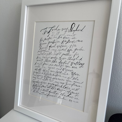 Psalm 23 Hand-lettered Scripture Bible Verse Christian Art True Cotton ...