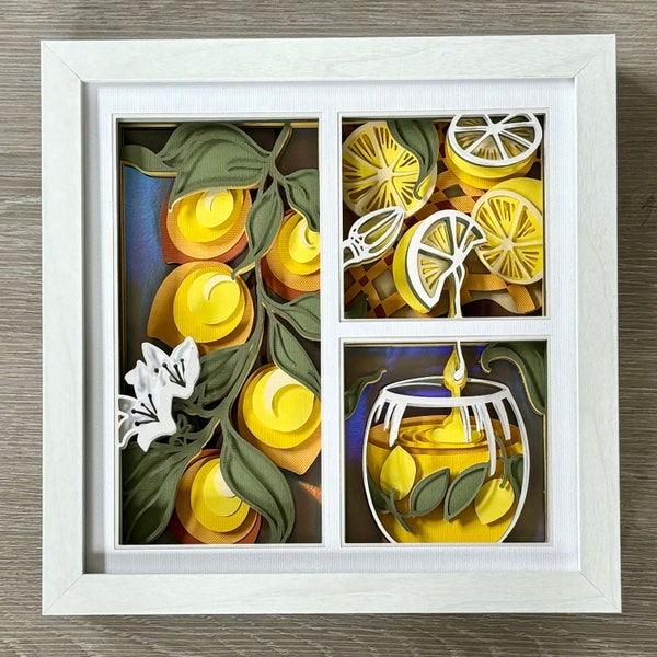 3D Layered Lemons SVG PDF EPS, Lemonade Shadow Box, Summer 3D Svg ...