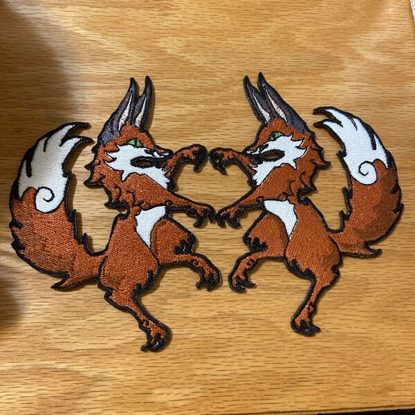 Epic Medieval Renascence Red Fox Pair Crest Heraldic Heraldry Iron on ...