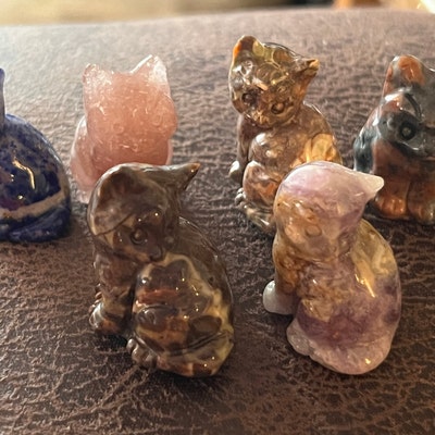 1.2 Inches Mix Quartz Mini Cute Cat,quartz Crystal Cat,home Decoration ...