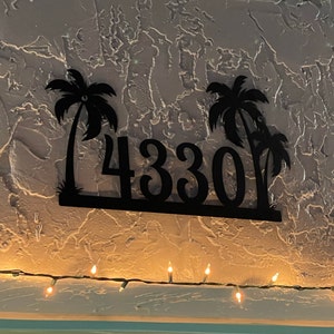 Tropical Palm Tree Metal Address Sign, Beach House Address Sign ...