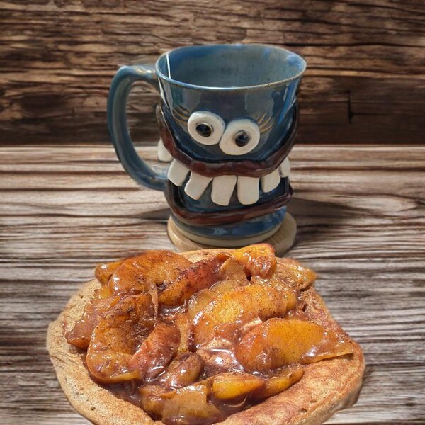 PENELOPE Pottery Chicken Mug in Blue. Cute Hot Tea Mug. Funny Face ...