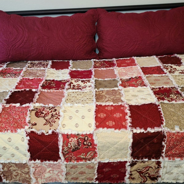 Garden Magic Queen Rag Quilt Blues, Pinks, Greens, White, Cream - Etsy