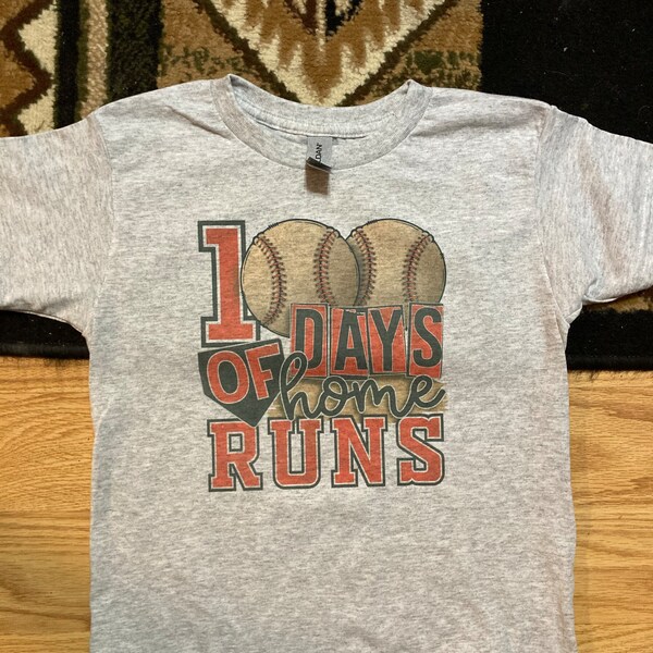100 Days of Home Runs PNG | Sublimation Design | 100 Days of School PNG ...