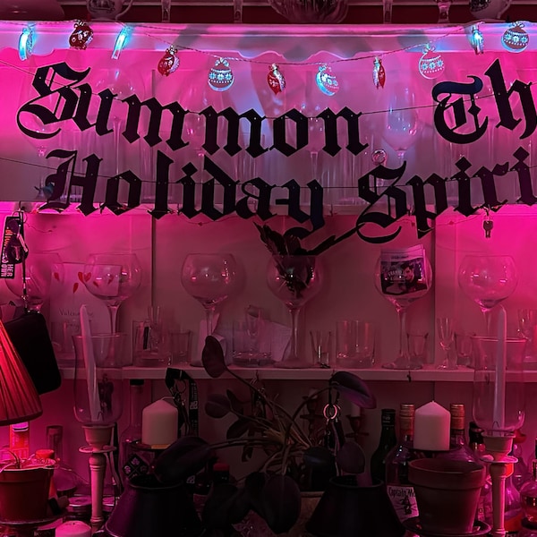 Summon the Holiday Spirit Old English Goth Banner, Gothic Christmas ...