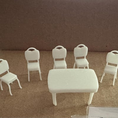 1:48 Scale Cafe Table and 2 Chairs Kit Dollhouse Miniature O Scale ...