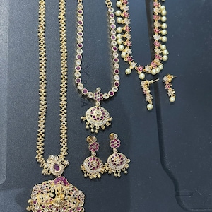 Gold Pathakkam, Aaram With Big Pendant, Chain With Pendant - Etsy