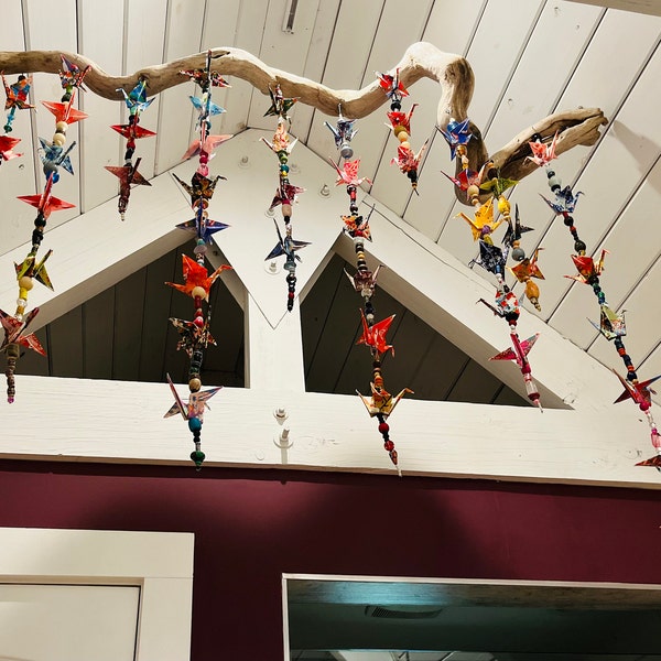 Japanese Origami Cranes in Strings Small Size Metallic Foil - Etsy