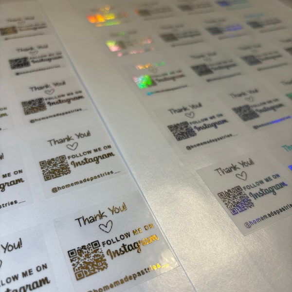 Follow Us on Instagram QR Code Sticker Full Sheet Metallic Foil Social ...