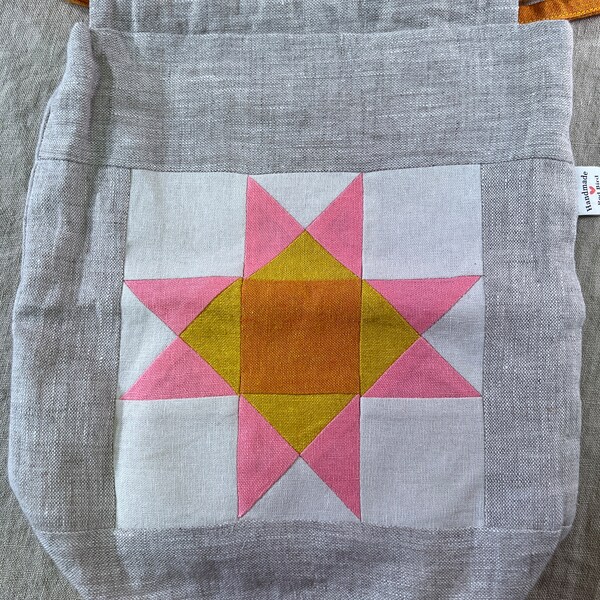 Handmade Linen & Cotton Patchwork Project Bag sunflower and French Lavender Sachet - Etsy