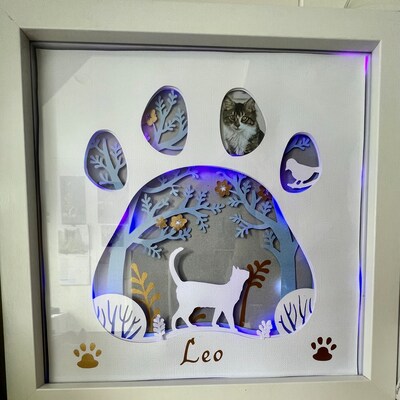 Cat Paw Shadow Box SVG, 3d Papercut SVG, Layered Paper Art Template ...