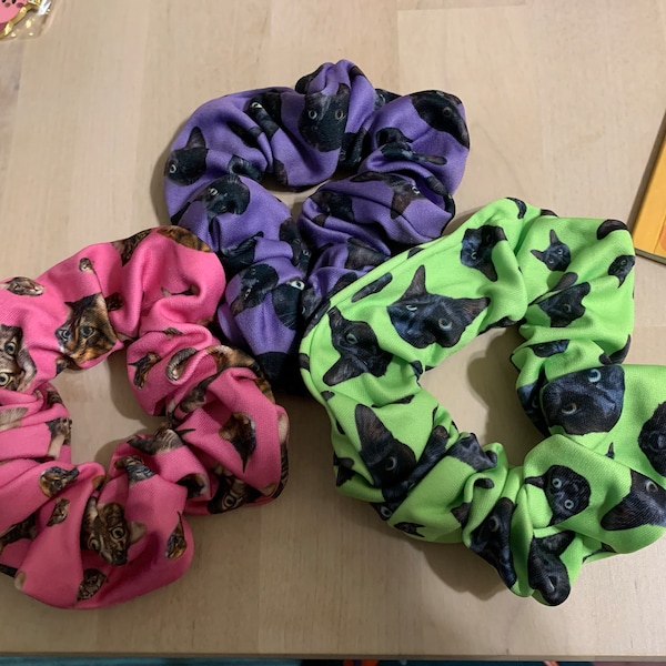 Personalized Cat Faces Scrunchie Hair Tie, Funny Cat Faces Scrunchy ...