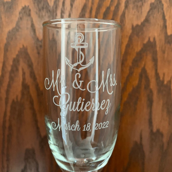 Personalized Anchor Champagne Flutes Wedding Toasting Flutes Set of 2 ...