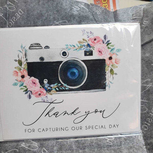 Photographer Floral Thank You Card, Wedding Photographer Thank You ...